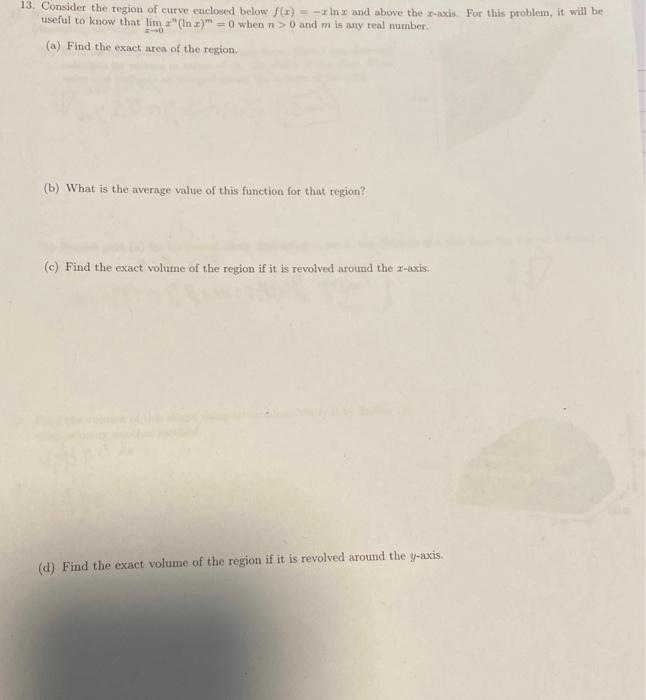 Solved 13. Consider the region of curve enclosed below | Chegg.com