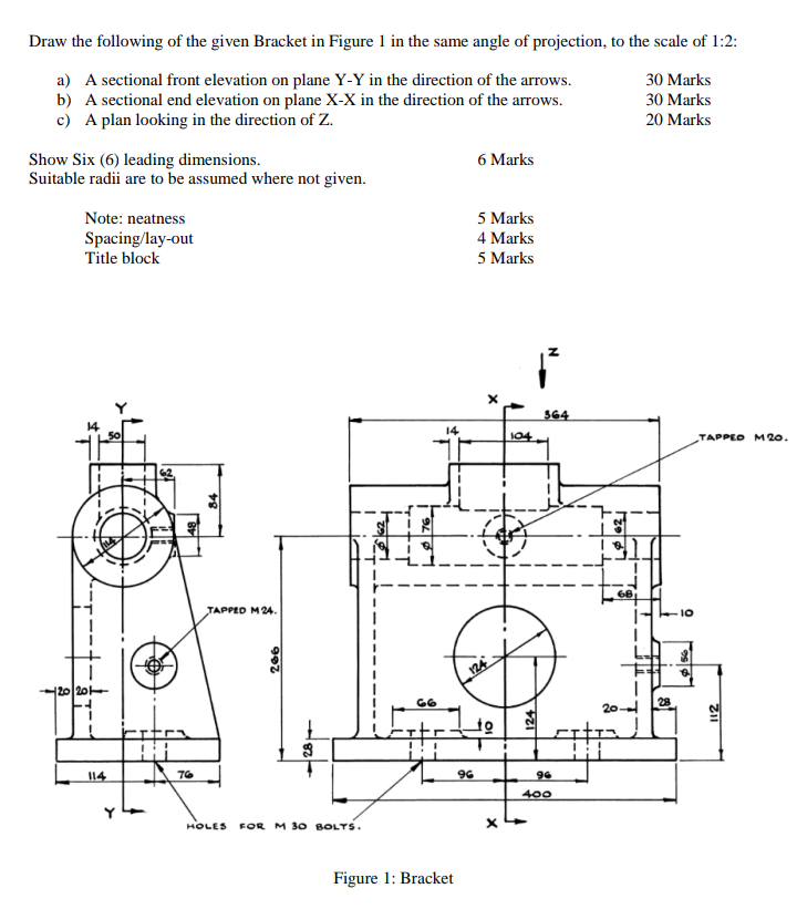 Solved Draw the following of the given Bracket in Figure 1 | Chegg.com