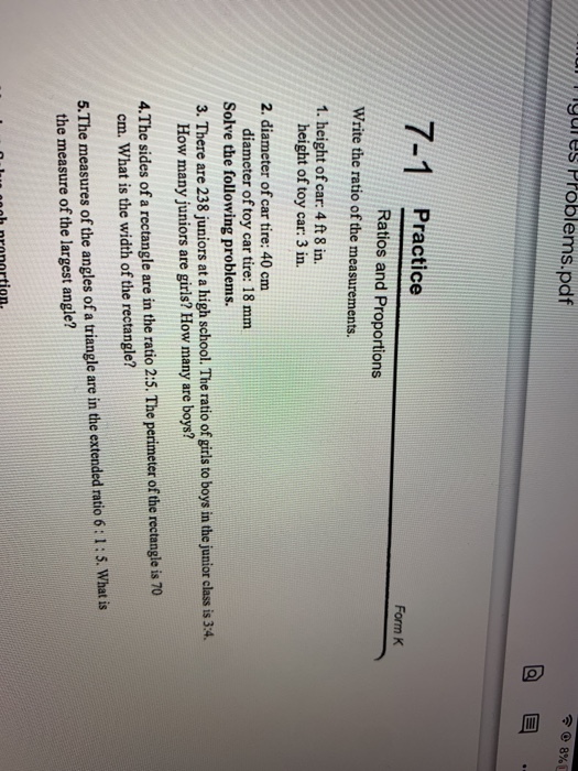 Solved liguies Problems.pdf @ 8% @ 7-1 Practice Form K | Chegg.com