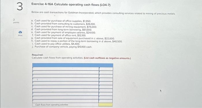 Solved Exercise 4-16A Calculate operating cash flows (LO4-7) | Chegg.com
