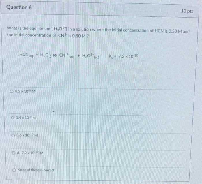 Solved What is the equilibrium [H3O1+] in a solution where | Chegg.com