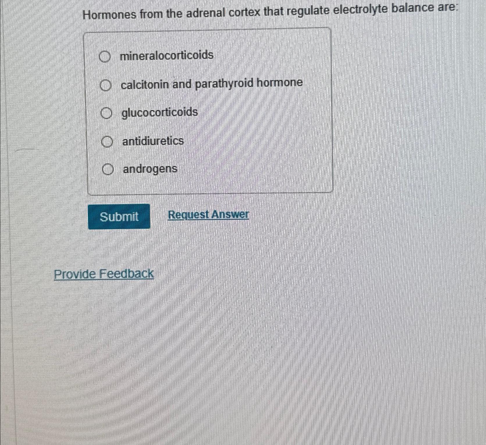 Solved Hormones from the adrenal cortex that regulate | Chegg.com