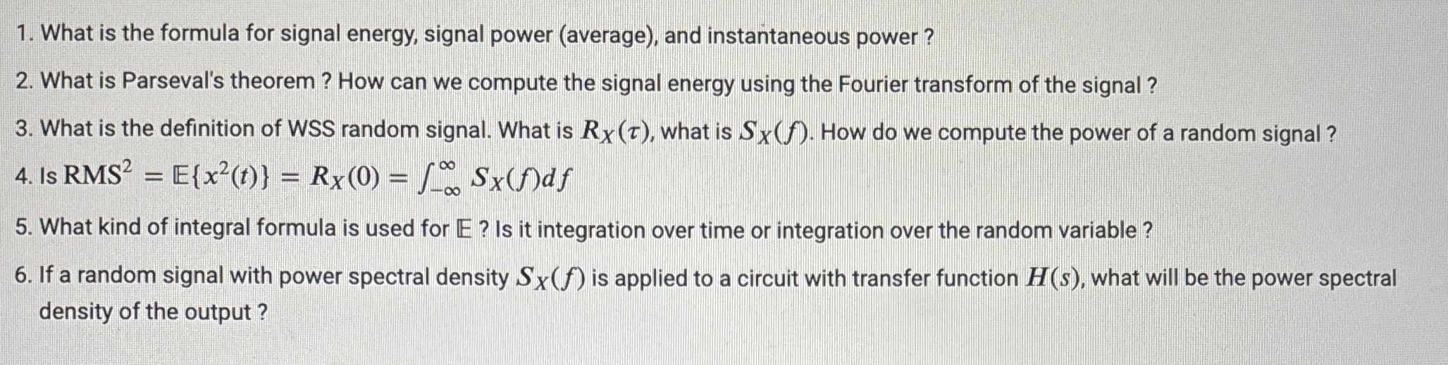 Solved What is the formula for signal energy, signal power | Chegg.com