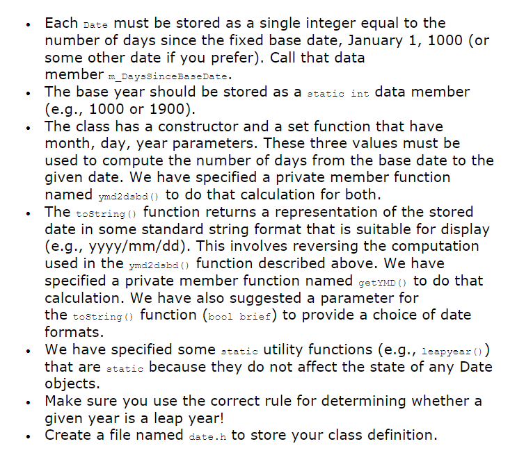 [Solved]: Using C++ with QT5, design and implement a Date cl