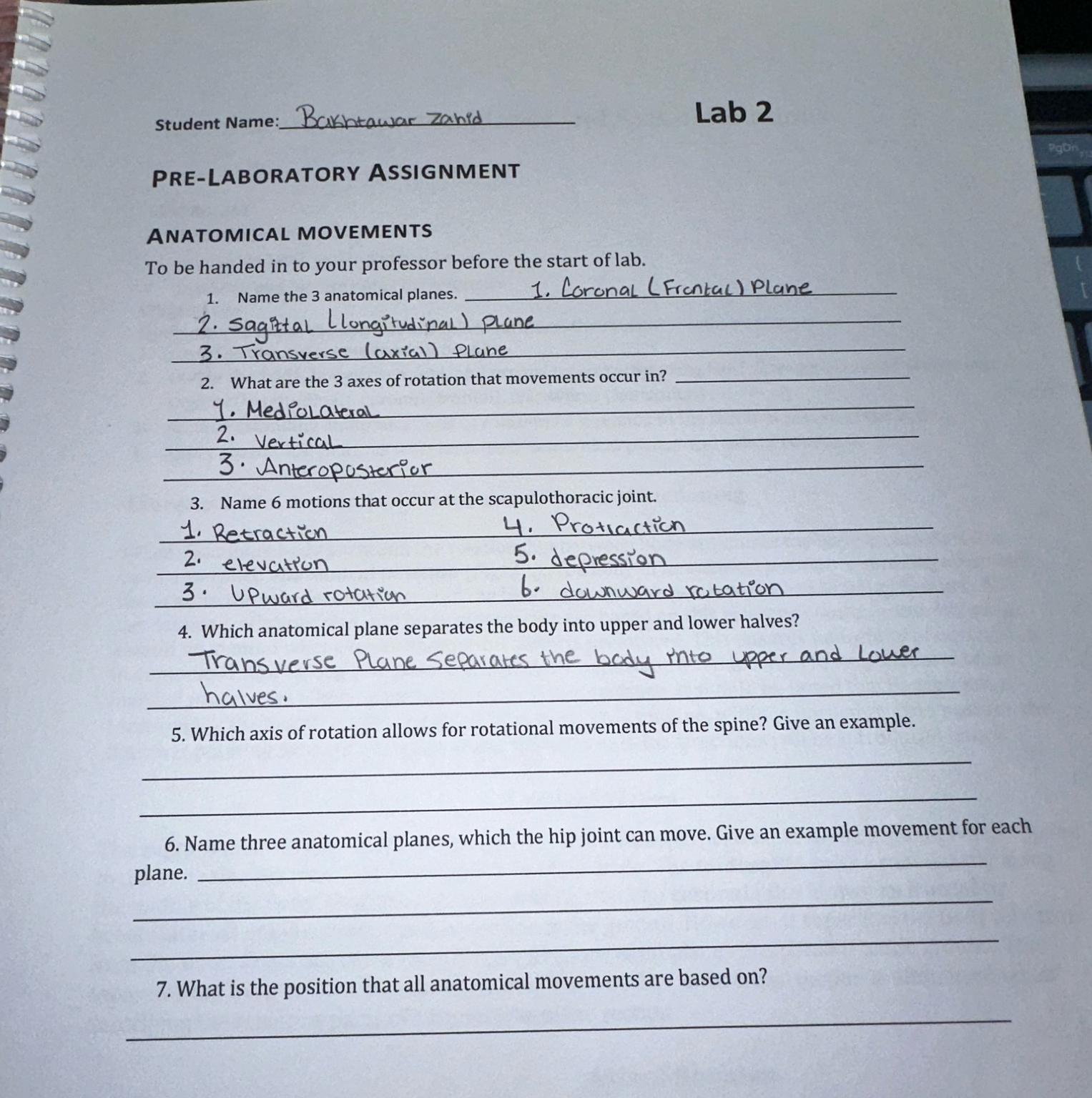 Solved Student Name:Bakhtawar zahidLab 2PRE-LABORATORY | Chegg.com