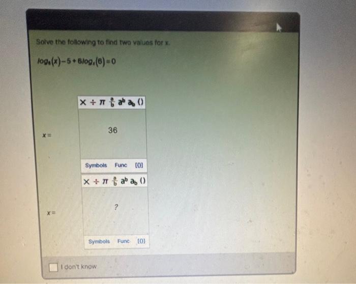 Solve the following to find two values for x. | Chegg.com
