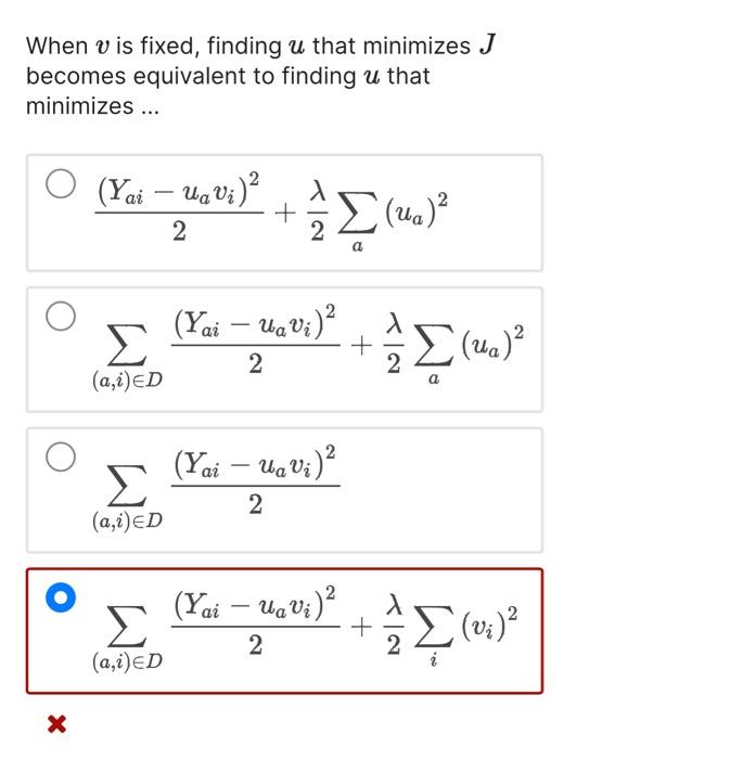 Solved Alternating Minimization Concept Question 0/1 point | Chegg.com