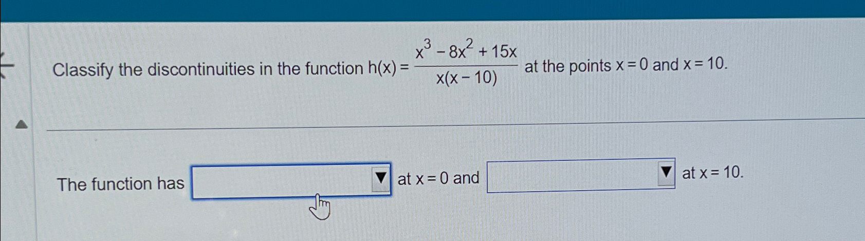 Solved Classify the discontinuities in the function | Chegg.com