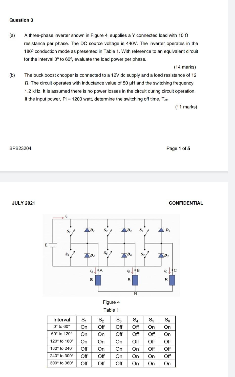 Solved Question 3 (a) A three-phase inverter shown in Figure | Chegg.com