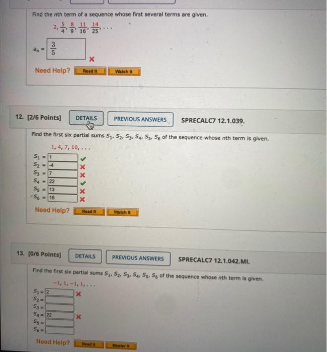 Solved Find The Nth Term Of A Sequence Whose First Several 