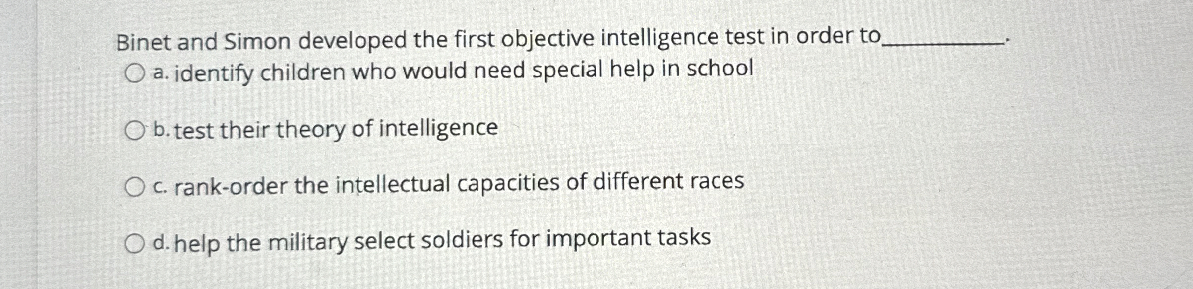 Solved Binet and Simon developed the first objective | Chegg.com