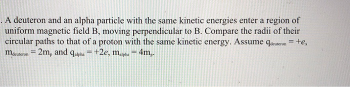 Solved . A deuteron and an alpha particle with the same | Chegg.com