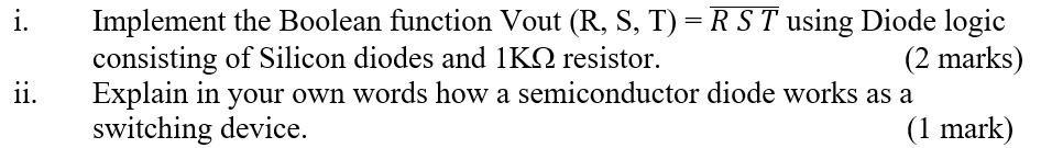 Solved I Implement The Boolean Function Vout R S T R S 