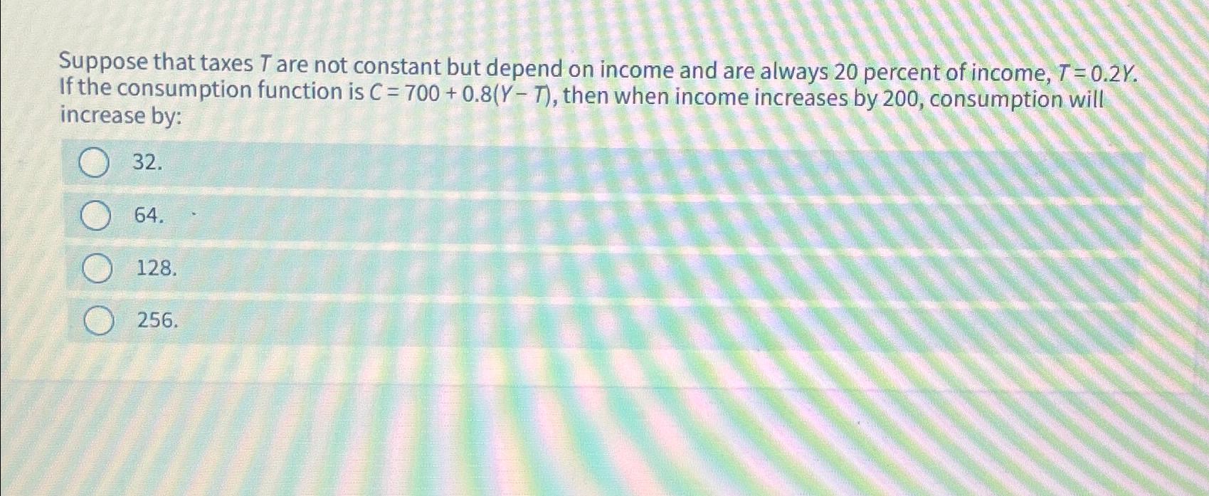 Solved Suppose that taxes T ﻿are not constant but depend on | Chegg.com