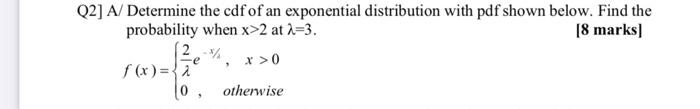 Solved Q2] A/ Determine the cdf of an exponential | Chegg.com