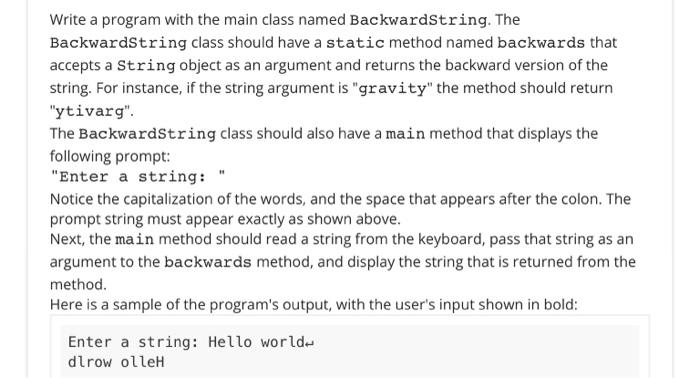 Solved Write a program with the main class named | Chegg.com