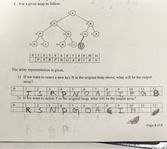 Solved 4. For a given heap as follow: 5/9/0 E 10 H 11 G 3 0 | Chegg.com