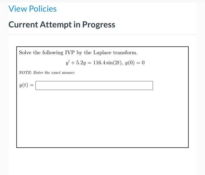 Solved Current Attempt in Progress Solve the following IVP | Chegg.com