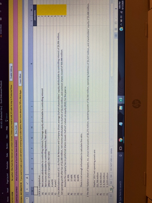 man han Review Help HN 40 [Protected View - Excel | Chegg.com