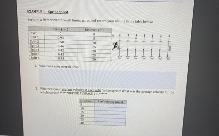 Solved EXAMPLE 1-Sprint Speed Perform a 30 m sprint through | Chegg.com