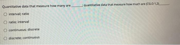 Solved Categorical data: (CSLO 1,2) O are always nonnumeric | Chegg.com