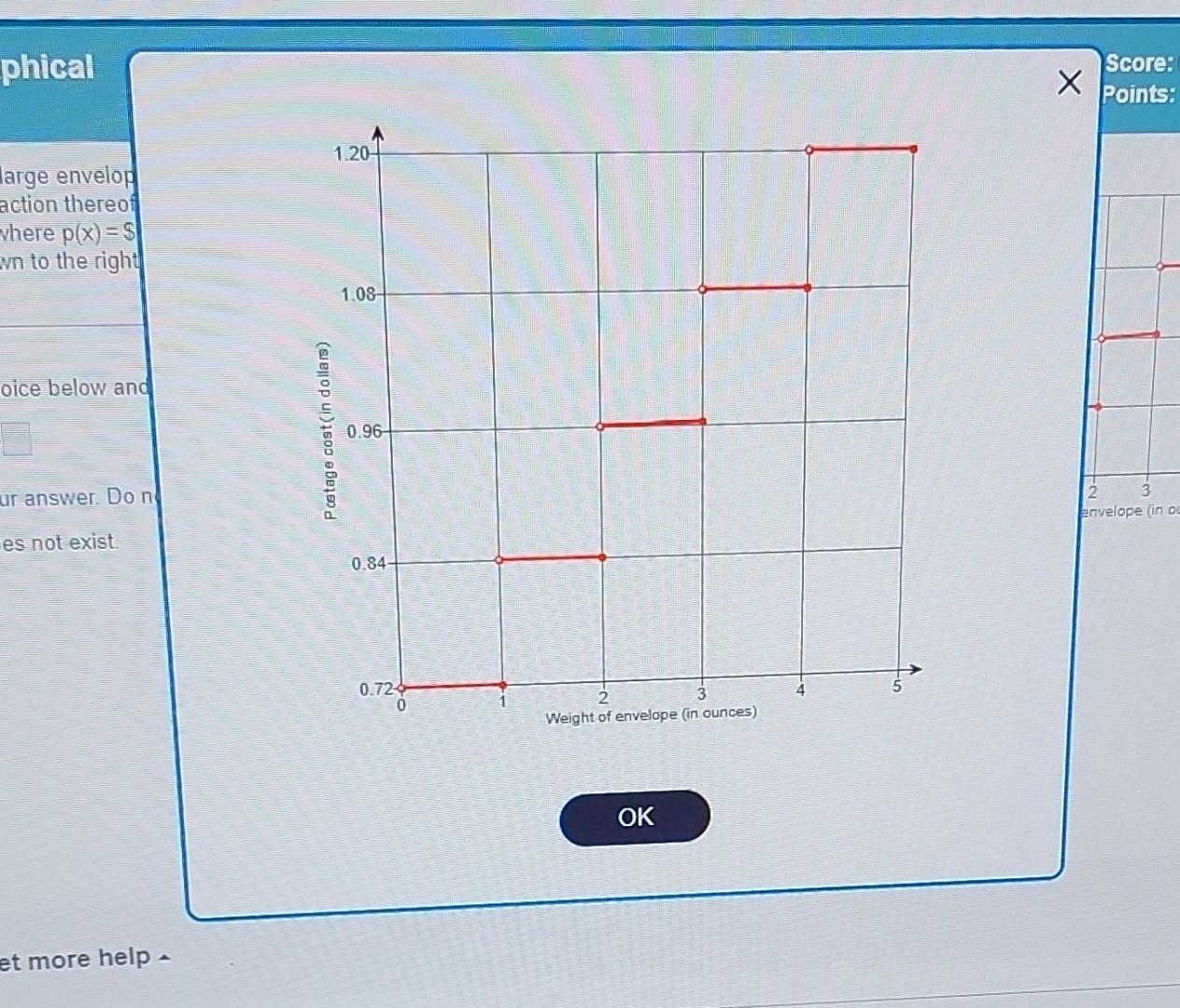 Solved The cost of sending a large envelope via first-class | Chegg.com