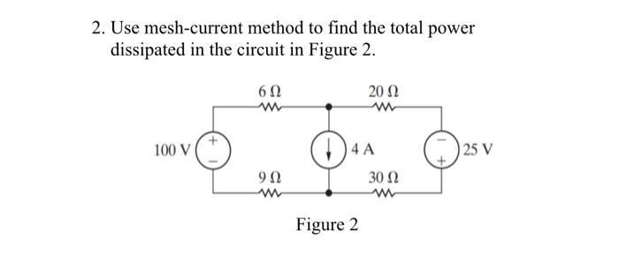 Solved 2. Use mesh-current method to find the total power | Chegg.com
