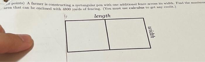 Solved 0 points) A farmer is constructing a rectangular pen | Chegg.com