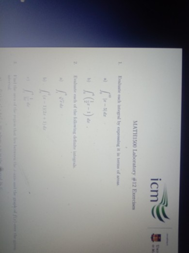 icm MATH1500 Laboratory #12 Exercises 1 Estech | Chegg.com