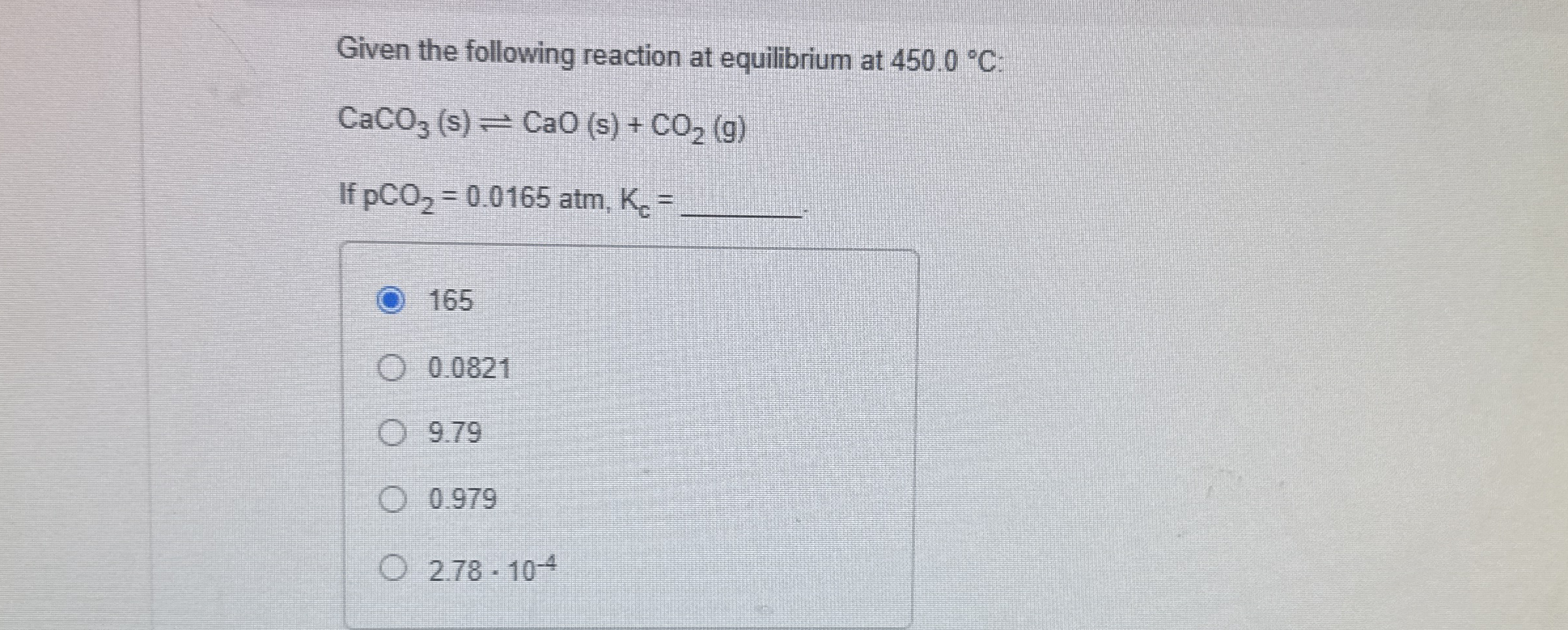 Solved Given the following reaction at equilibrium at | Chegg.com