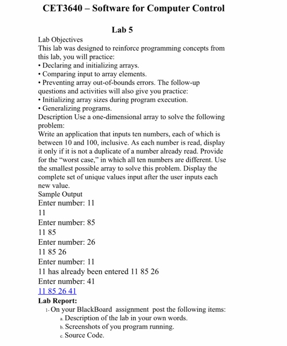 Solved CET3640 - Software for Computer Control Lab 5 Lab | Chegg.com