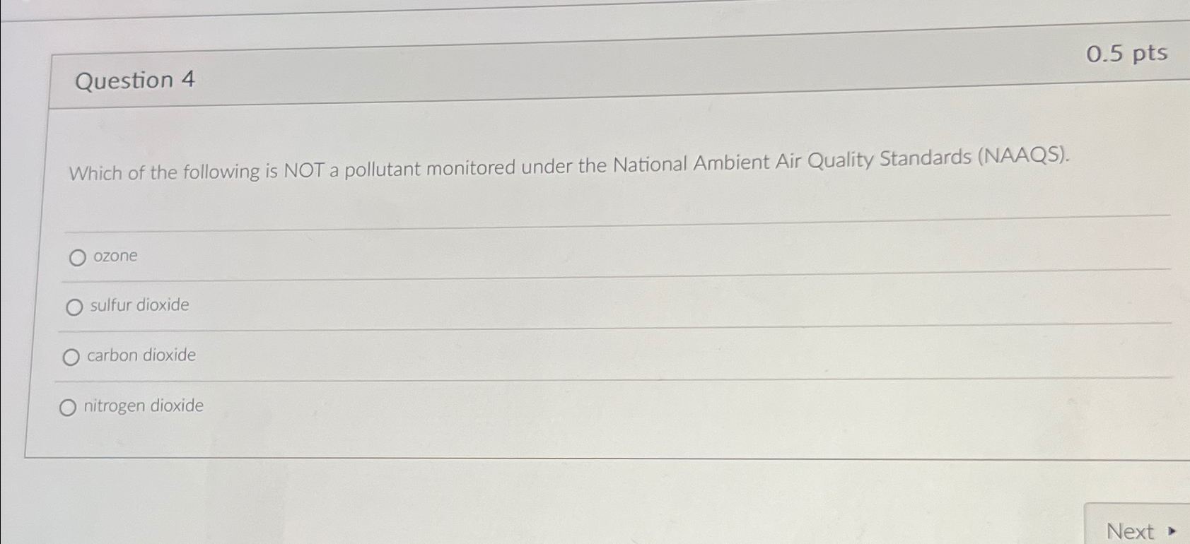 Solved Question 40.5ptsWhich of the following is NOT a | Chegg.com