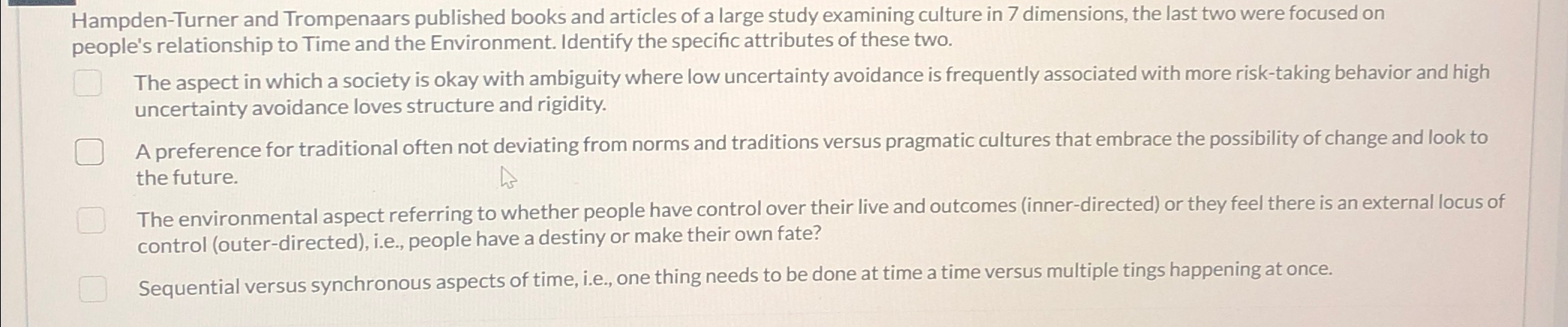 Solved Hampden-Turner and Trompenaars published books and | Chegg.com
