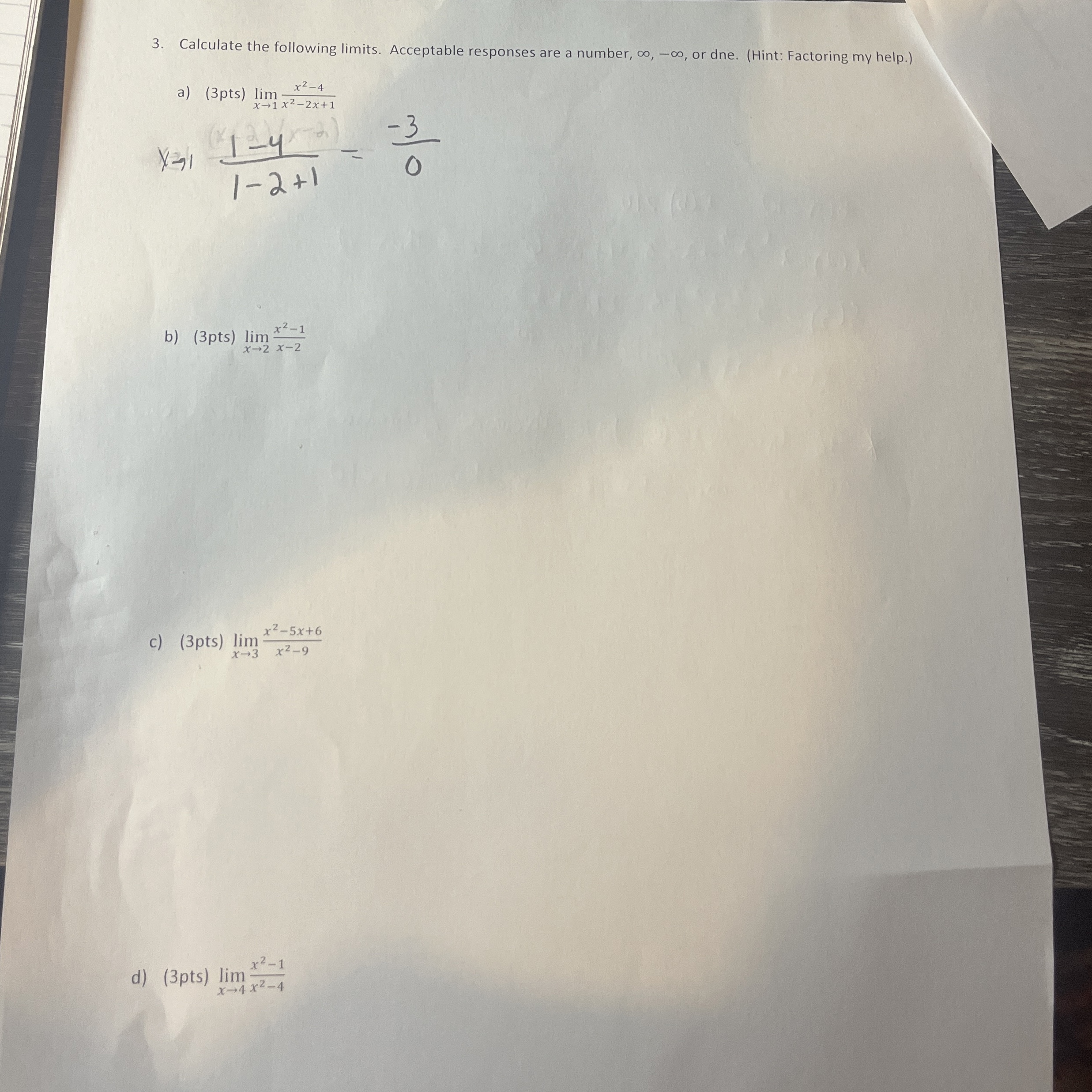 Solved Calculate the following limits. ﻿Acceptable responses | Chegg.com