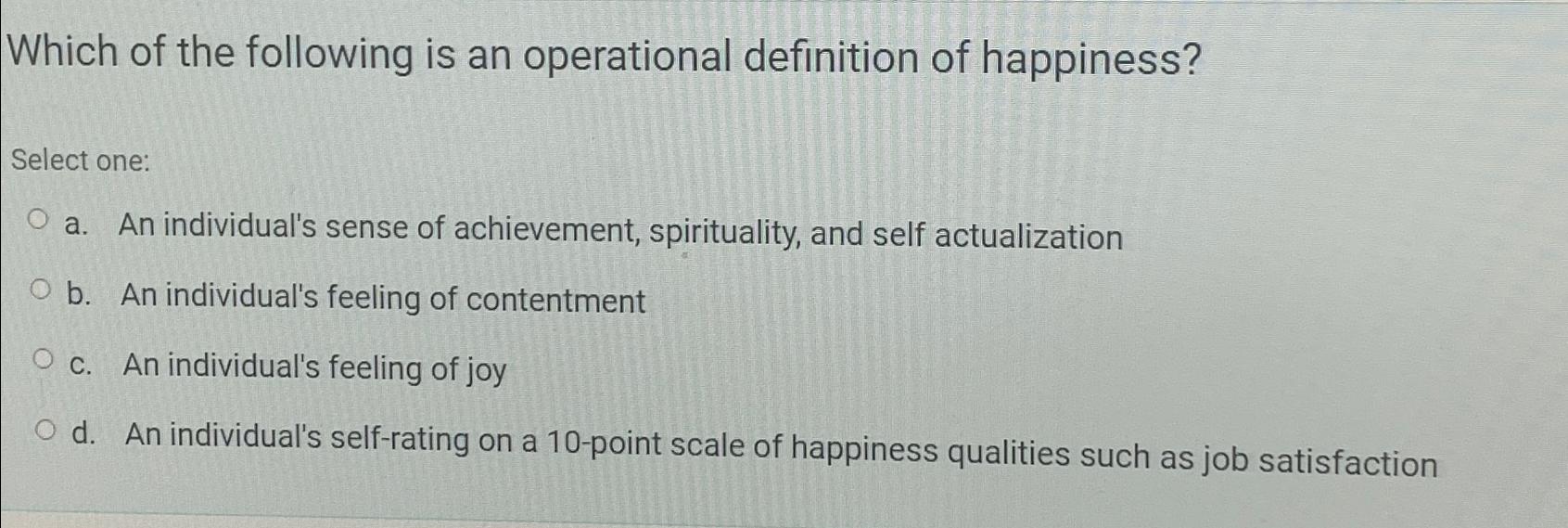 Solved Which of the following is an operational definition | Chegg.com