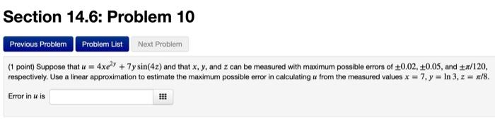 Solved Section 14.6: Problem 10 Previous Problem Probler | Chegg.com