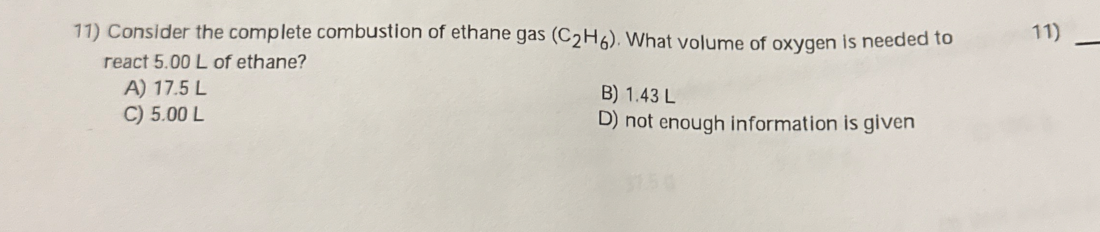 Solved Consider the complete combustion of ethane gas | Chegg.com