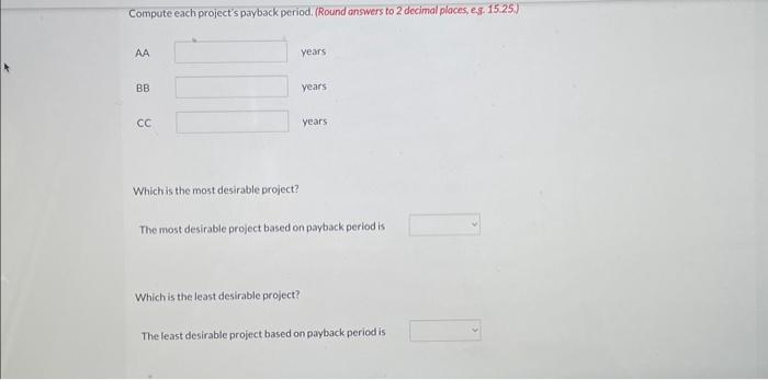 Solved Which is the most desirable project? The most | Chegg.com