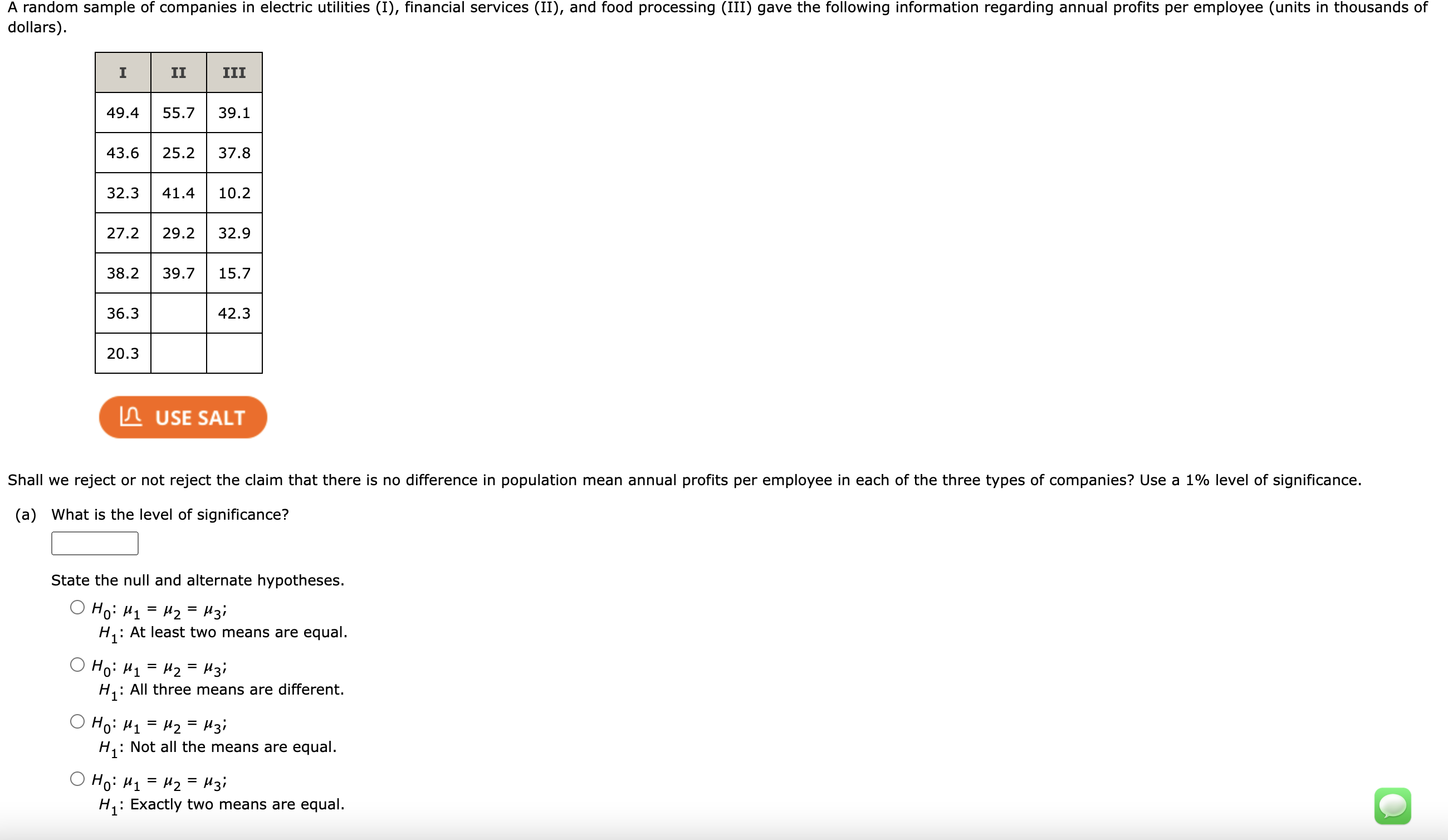 Solved (a) ﻿What is ﻿the level of ﻿significance?State the | Chegg.com