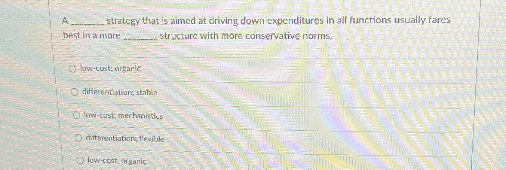 Solved A strategy that is aimed at driving down expenditures | Chegg.com