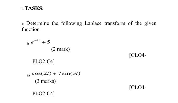 Solved a) Determine the following Laplace transform of the | Chegg.com