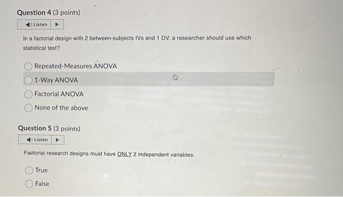 Solved In a factorial design with 2 between-subjects IVs and | Chegg.com