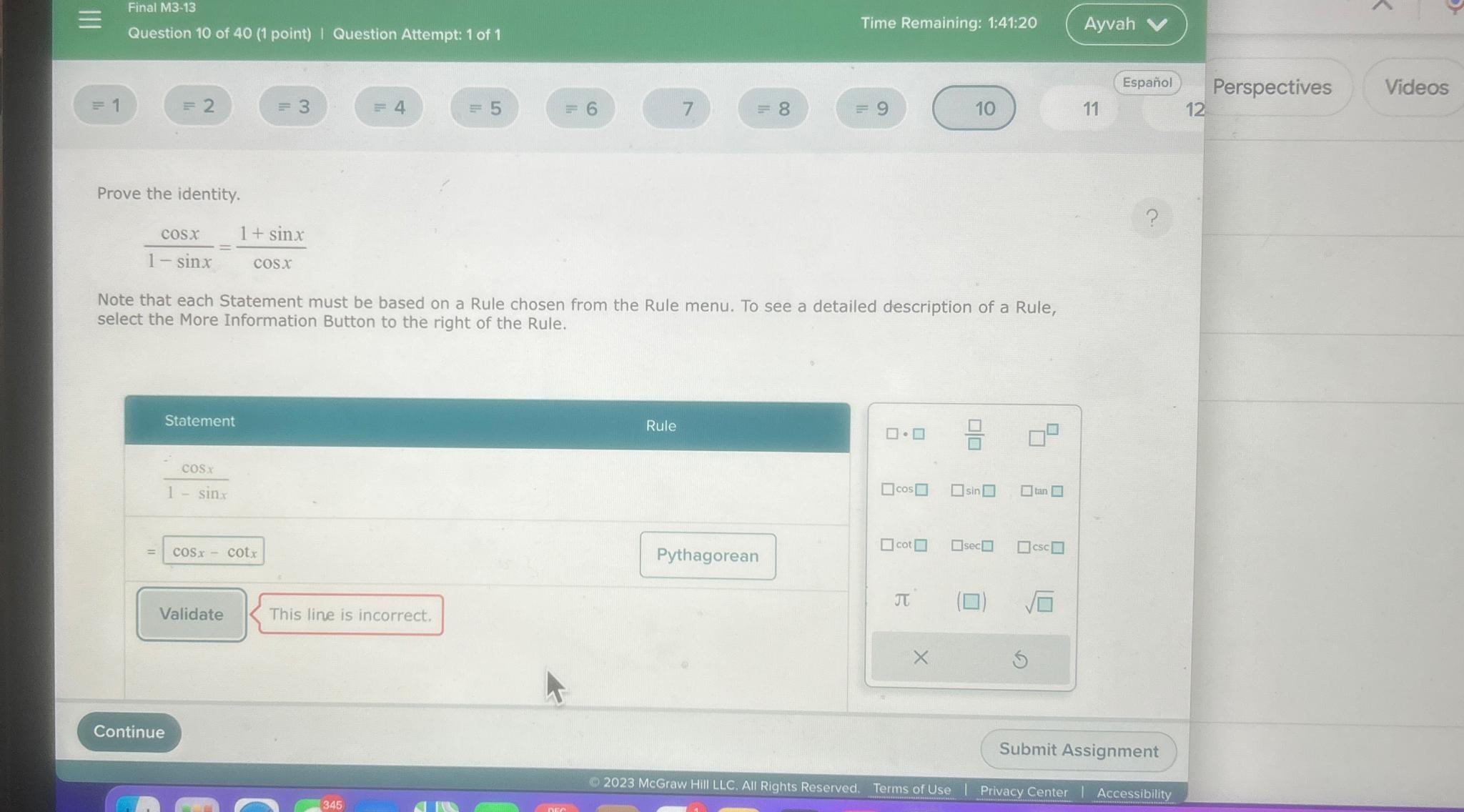 Solved Final M3-13Question 10 ﻿of 40 (1 ﻿point) | ﻿Question | Chegg.com