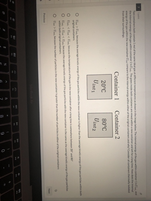 Solved 1 point Two containers both contain 1 mol of the same | Chegg.com