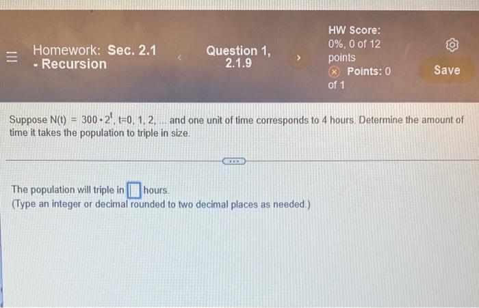 Solved Homework: Sec. 2.1 Recursion Question 1, 2.1.9 HW | Chegg.com