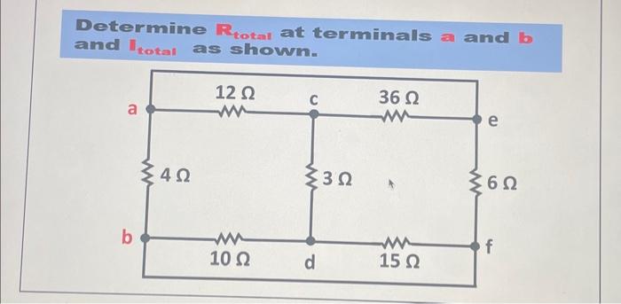 Solved Determine Rtotal at terminals a and b and It total | Chegg.com