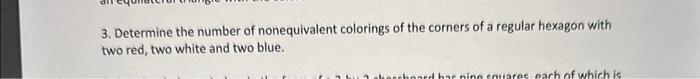Solved 3. Determine the number of nonequivalent colorings of | Chegg.com