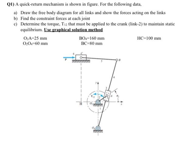 Q1) A quick-return mechanism is shown in figure. For | Chegg.com