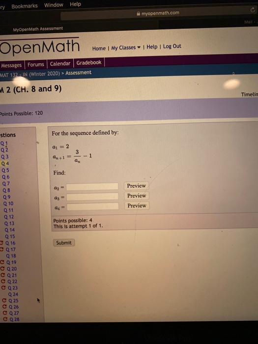 Solved ory Bookmarks Window Help myopenmath.com MyOpenMath | Chegg.com