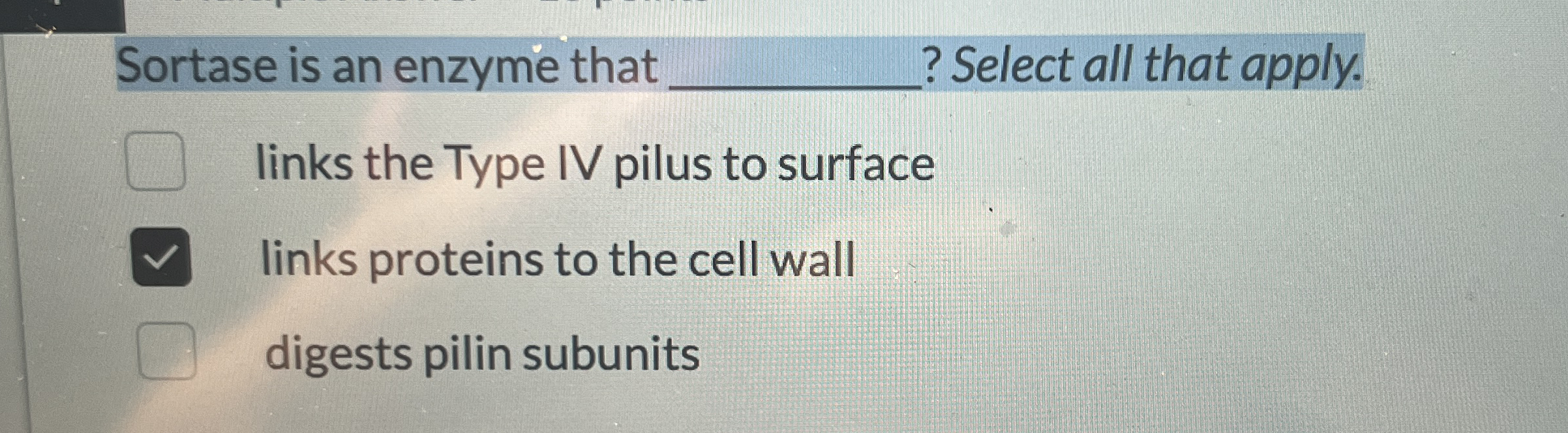 Solved Sortase is an enzyme that q, ? ﻿Select all that | Chegg.com